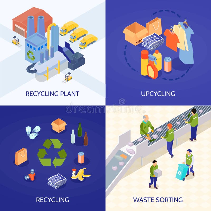 Garbage Recycling Isometric Design Concept Stock Vector - Illustration ...
