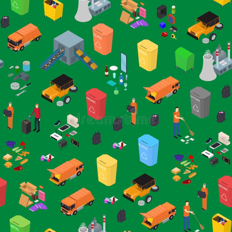 Garbage Recycling Signs 3d Seamless Pattern Background Isometric View ...