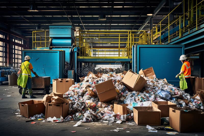 Garbage Recycling and Waste Sorting Stock Illustration - Illustration ...