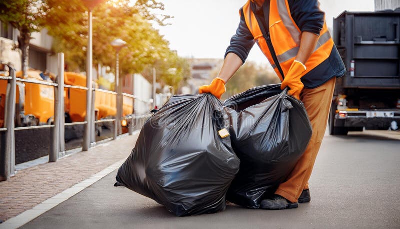Garbage Removal Man Doing Trash Stock Illustration - Illustration of ...