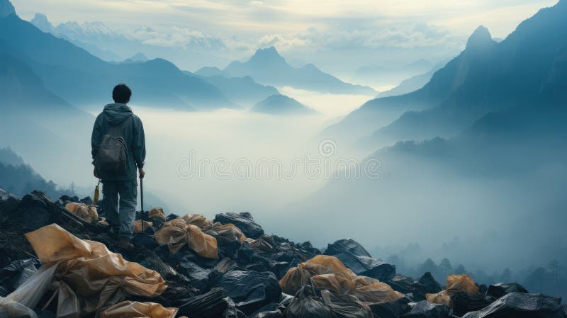 Garbage Removal in the Mountains, Cleaning Up while Hiking, Garbage ...