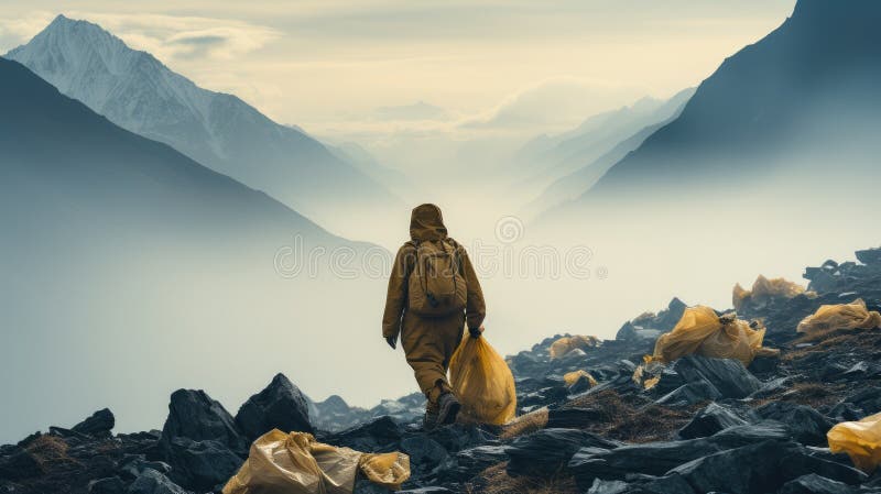 Garbage Removal in the Mountains, Cleaning Up while Hiking, Garbage ...