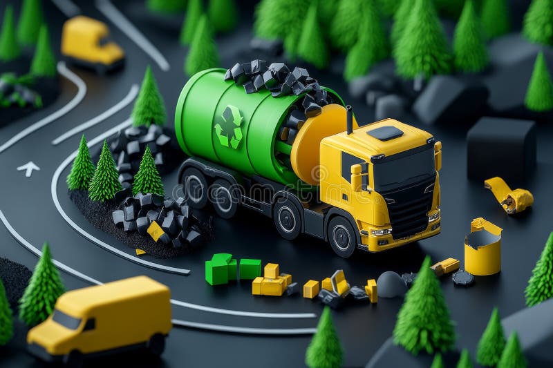 Garbage and Renewable Resources are Featured in a Detailed Illustration ...
