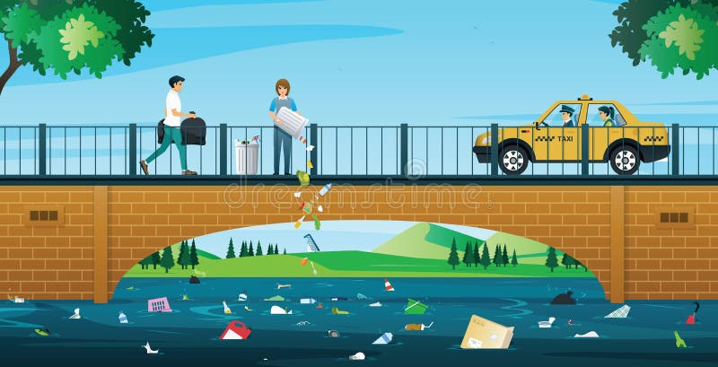 Throwing Garbage In The River Clipart