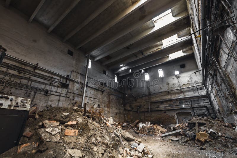 Garbage Room in an Abandoned Factory Building Stock Photo - Image of ...