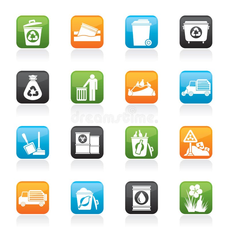Garbage and rubbish icons stock vector. Illustration of bagful - 34995980