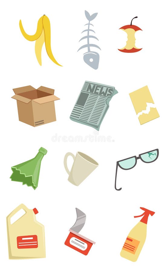 Garbage Rubbish Trash Waste. a Collection of Various Objects, Including ...