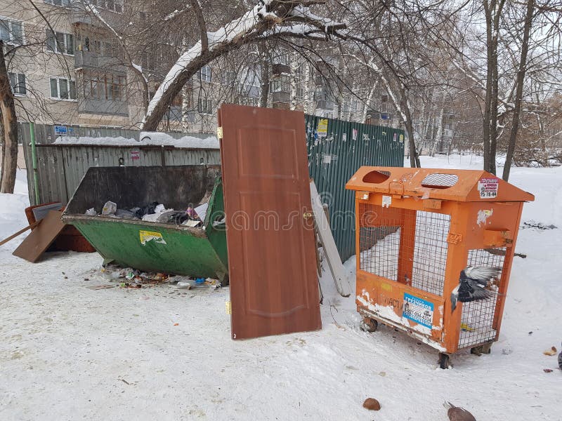 Scattered Trash at the Dumpster Stock Photo - Image of tree, season ...