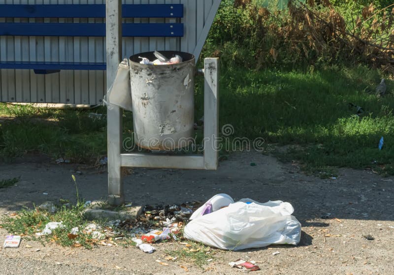 Garbage on the Side of the Road. Ecology Concept Stock Image - Image of ...