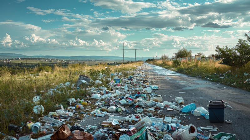 Garbage on the Side of the Road. Selective Focus Stock Photo - Image of ...