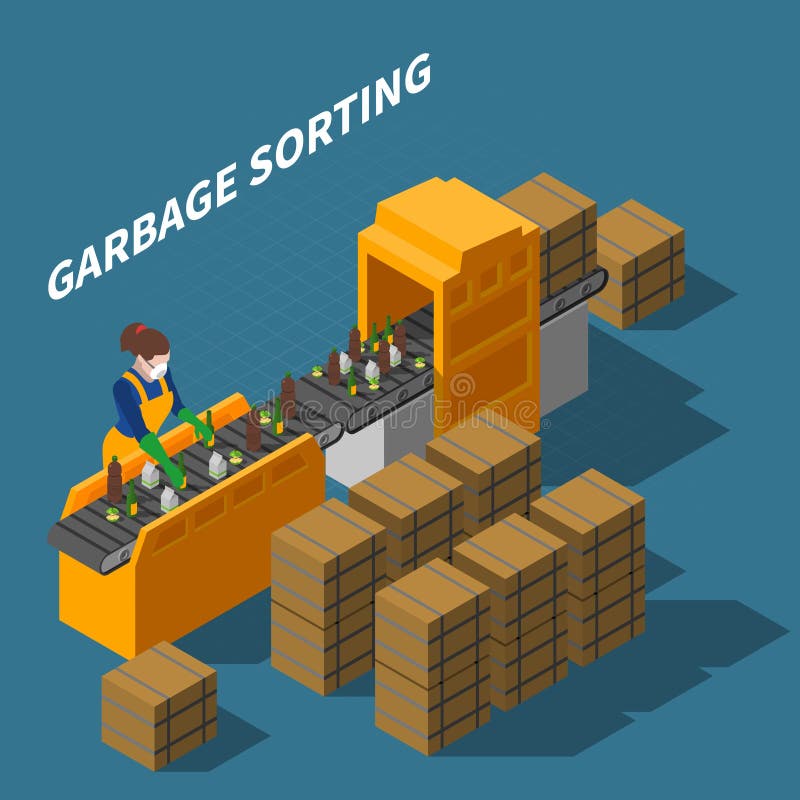 Garbage Sorting Process Icons Stock Vector - Illustration of pollution ...