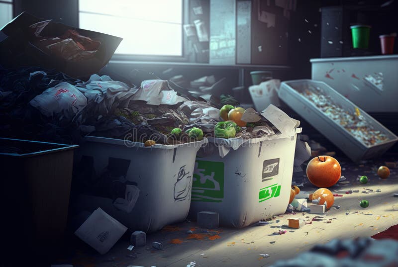 Garbage Sorting and Ecological Problems Concept. Colorful Trash Bin and ...