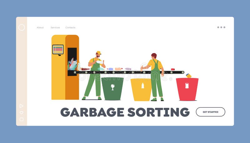 Garbage Sorting Landing Page Template. Manufacturing Service, Wastes ...