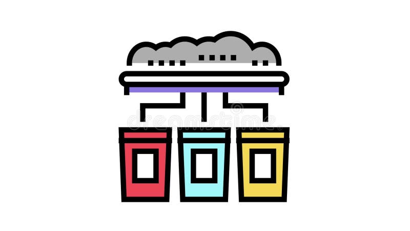 Garbage Sorting Equipment Color Icon Animation Stock Footage - Video of ...