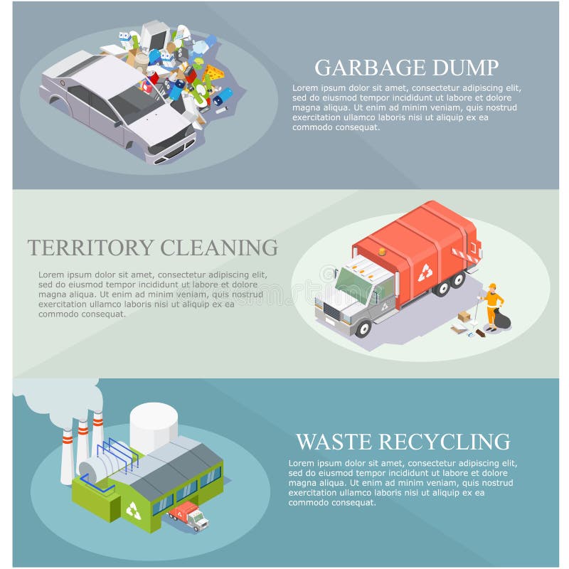 Garbage Sorting and Recycling Isometric Infographics, Vector Isolated ... Garbage Sorting and Recycling Isometric Infographics, Vector Isolated ...