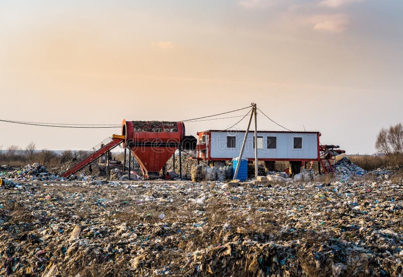 Garbage sorting station stock image. Image of industrial - 197882481
