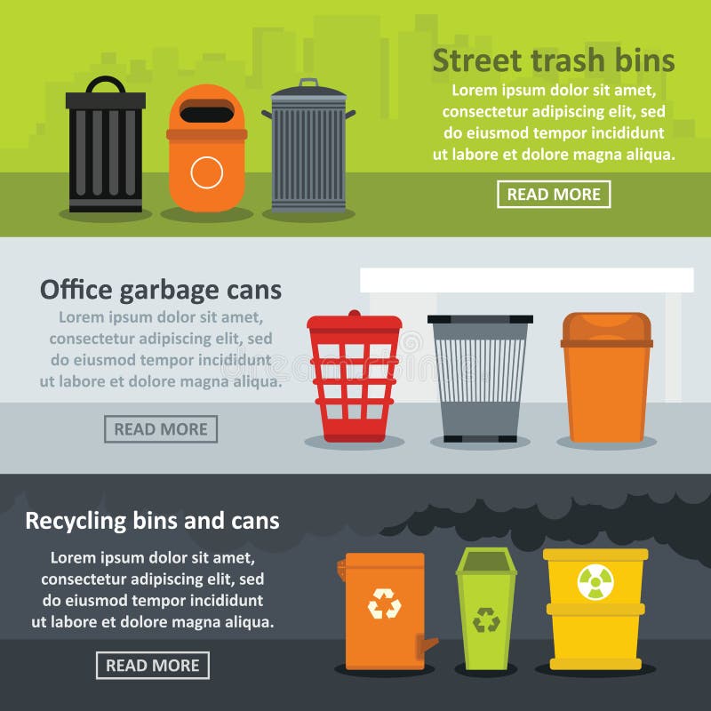 Garbage Storage Banner Horizontal Set, Flat Style Stock Vector ...