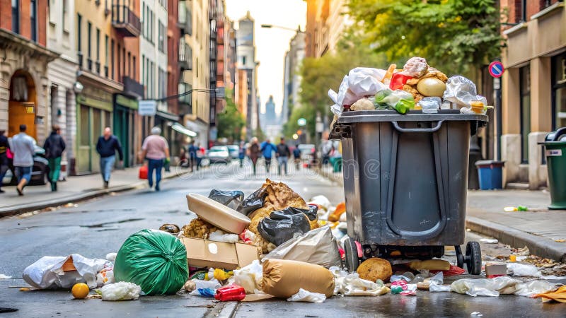 Garbage on the Street. Waste Recycling Concept Stock Illustration ...