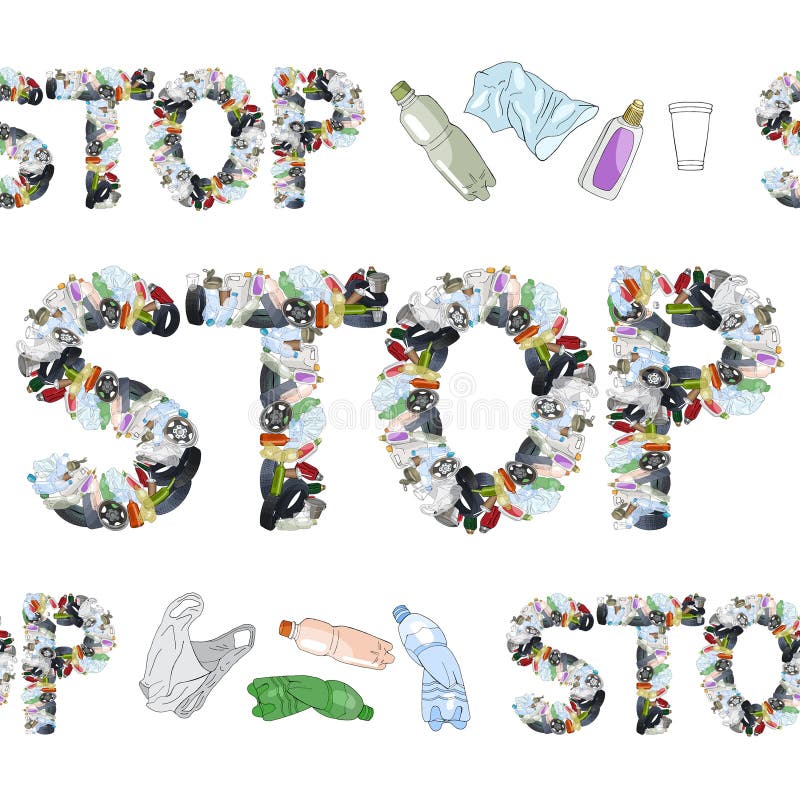 Garbage Texture. Trash Seamless Pattern with Sorted Garbage Isolated on ...