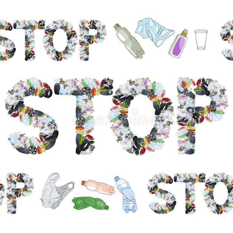 Garbage Texture. Trash Seamless Pattern with Sorted Garbage Isolated on ...