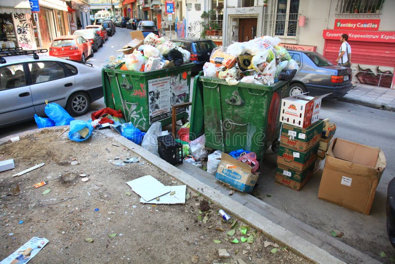 Garbage Strike In The Greek Island Corfu. Pollution And Bad Smell All ...