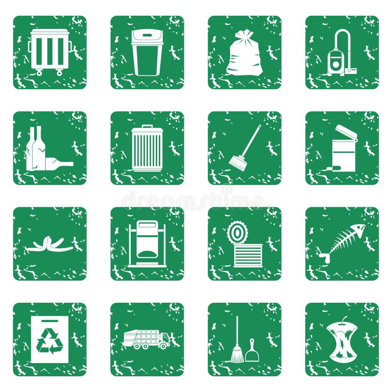 Garbage Thing Icons Set Grunge Stock Vector - Illustration of ...