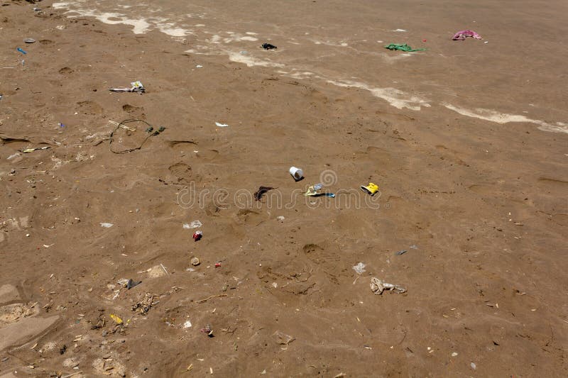 Garbage Thrown in the Beach Stock Photo - Image of wave, summer: 380319716