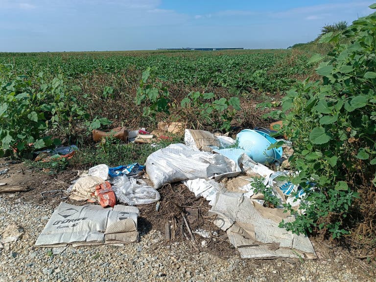 Garbage Thrown in the Field by the Road Causes Environmental Problems ...