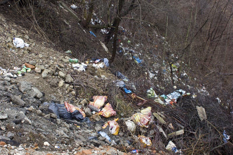 Garbage thrown in nature editorial photography. Image of dirty - 50059887