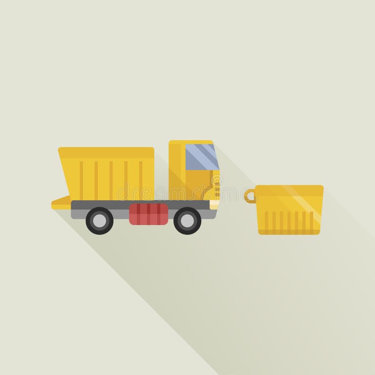 Garbage Track with Trashbox Vector Icon Flat Style Stock Vector ...