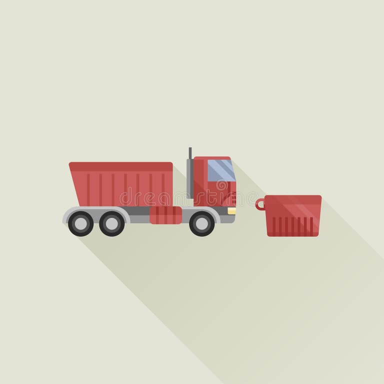 Garbage Track with Trashbox Vector Icon Flat Style Stock Vector ...