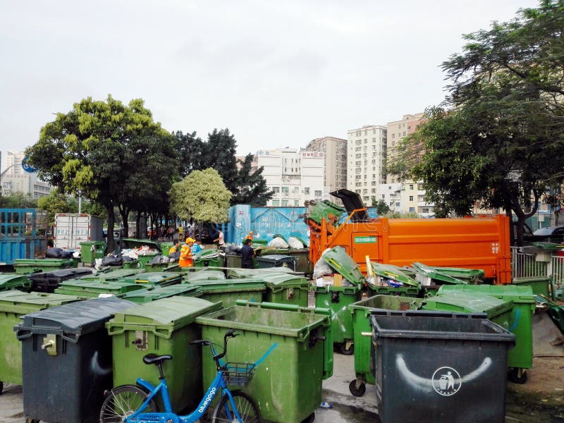 Garbage Transfer Station, Put a Lot of Garbage Bins Editorial Stock ...