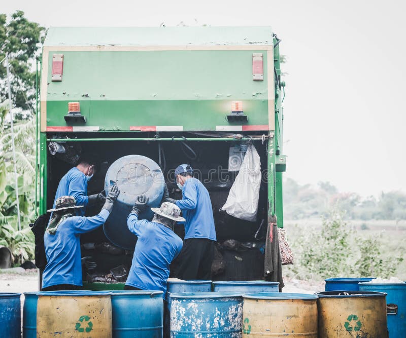 Garbage Transportation Workers. Scavengers Take Bins Stock Image ...
