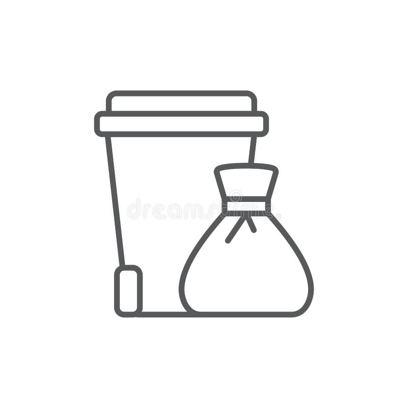 Garbage Trash Bin and Bag Vector Icon Symbol Isolated on White ...