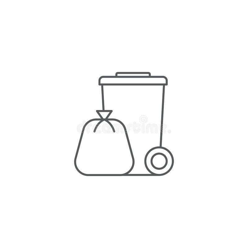 Garbage Trash Bin and Bag Vector Icon Symbol Isolated on White ...