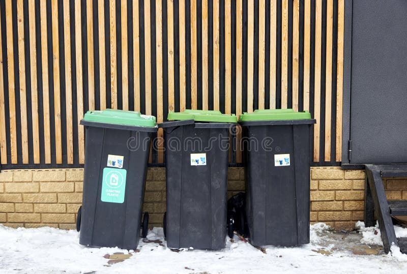 Trash Bins at the Back Exit of the Cafe Stock Photo - Image of trash ...