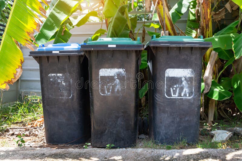 Garbage Trash Bins for Waste Segregation Stock Image - Image of ...