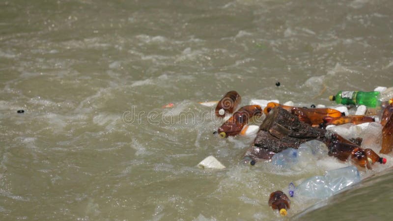 Garbage from River on Sidewalk Stock Video - Video of recycling, dirty ...