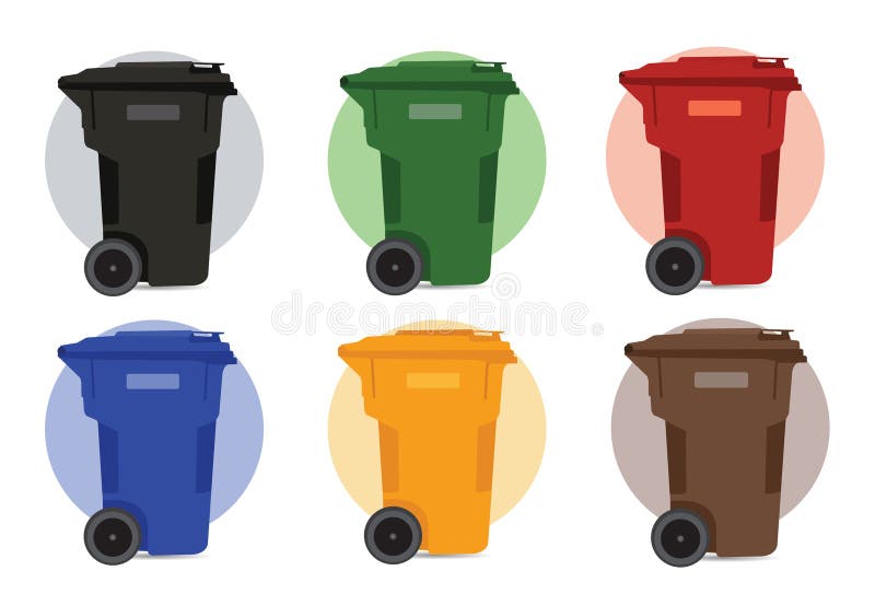 Garbage Trash Waste Bin Collect Icon Set Illustration Stock Vector ...