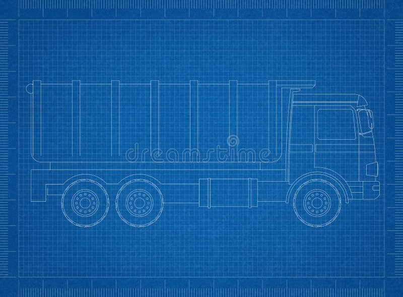 Garbage Truck blueprint stock illustration. Illustration of garbage ...