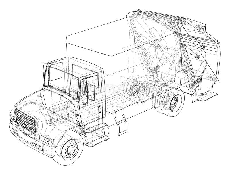 Garbage Truck Concept. Vector Stock Vector - Illustration of outline ...