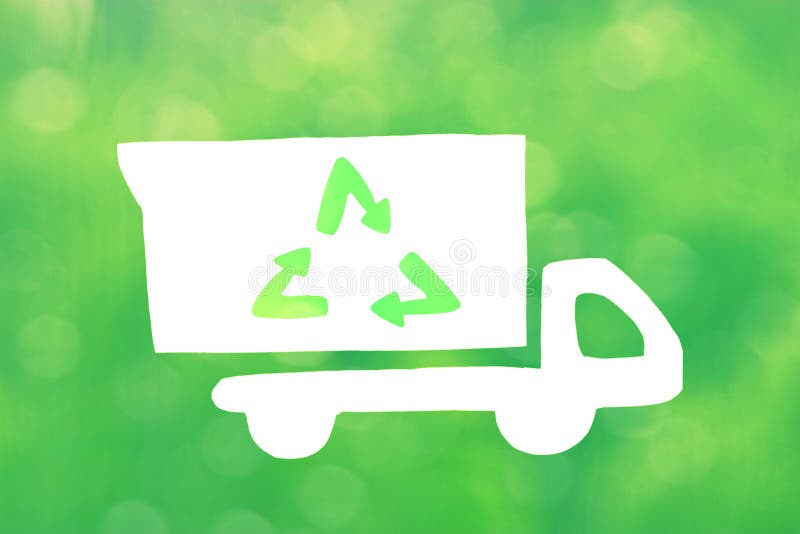 Garbage Truck Flat Design in Green Color Stock Photo - Image of ...