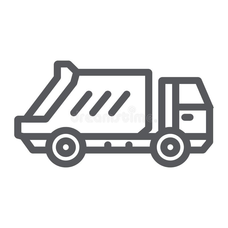 Garbage Truck Line Icon, Transportation and Auto, Waste Lorry Sign ...