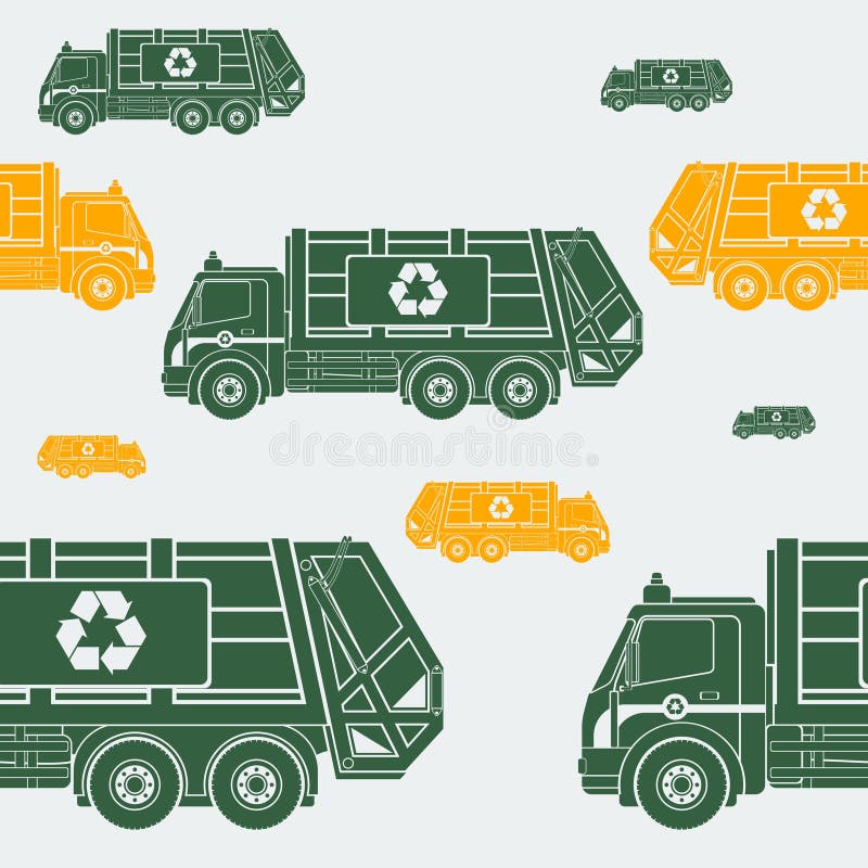Flat Style Garbage Truck Vector Seamless Pattern Stock Vector ...