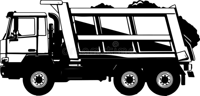 Garbage Truck Silhouette Vector Stock Vector - Illustration of trailer ...