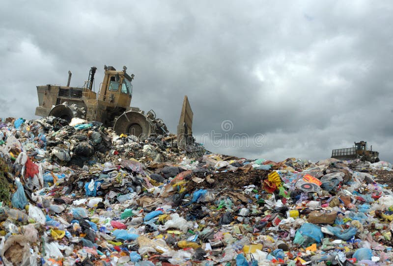 Garbage Truck Picking Up Trash Editorial Stock Image - Image of city ...