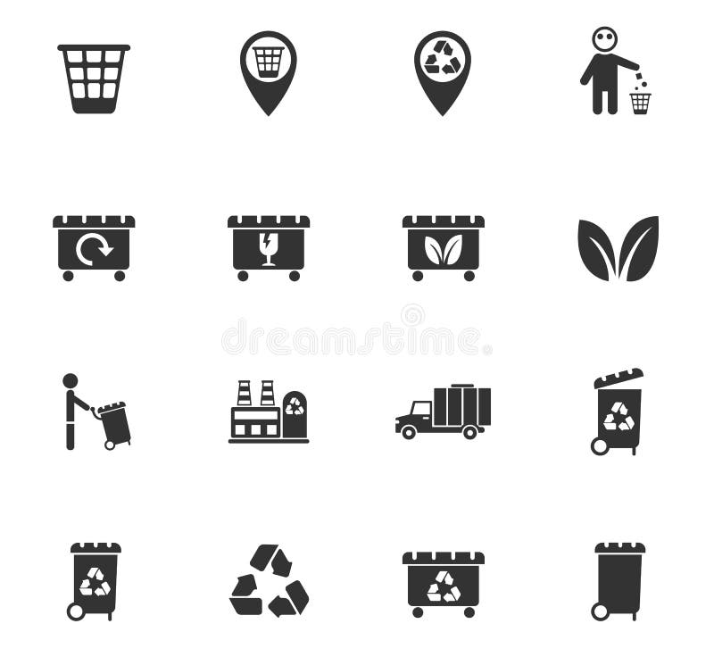 Garbage icon set stock vector. Illustration of leaves - 141460861