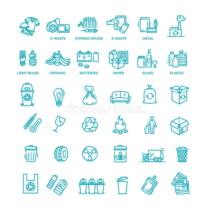 Garbage Vector Line Icons Set. Garbage Icons Set Stock Vector ...