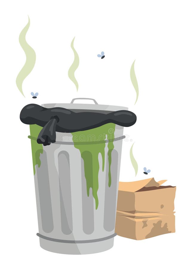 Garbage or Waste Icon. Metal Garbage Container with Unsorted Trash ...