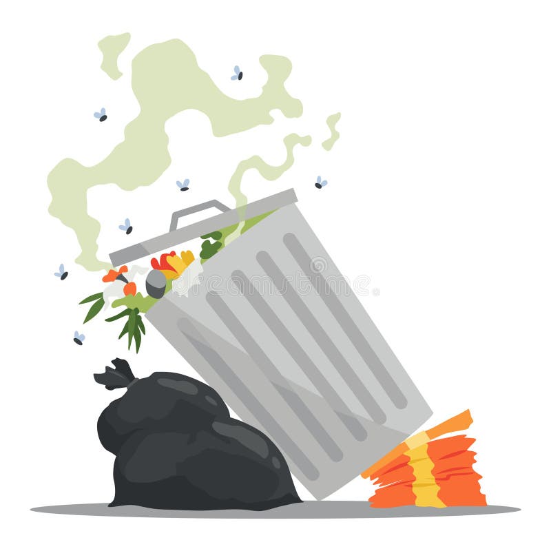 Garbage or Waste Icon. Metal Garbage Container with Unsorted Trash ...